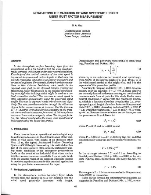 nowcasting the variation of wind speed with height using gust factor ...