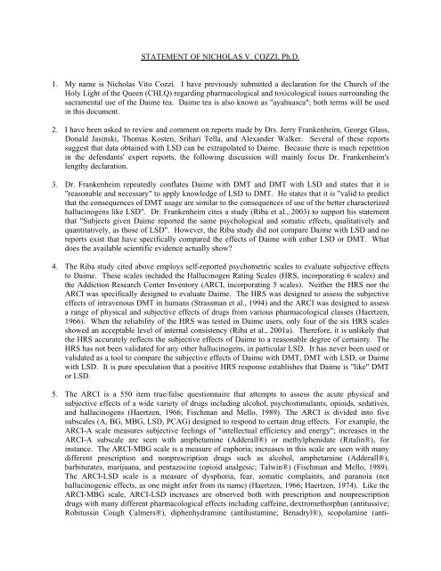 STATEMENT OF NICHOLAS V