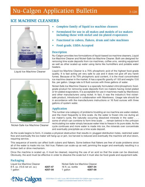 Ice Machine Cleaners - Nu-Calgon