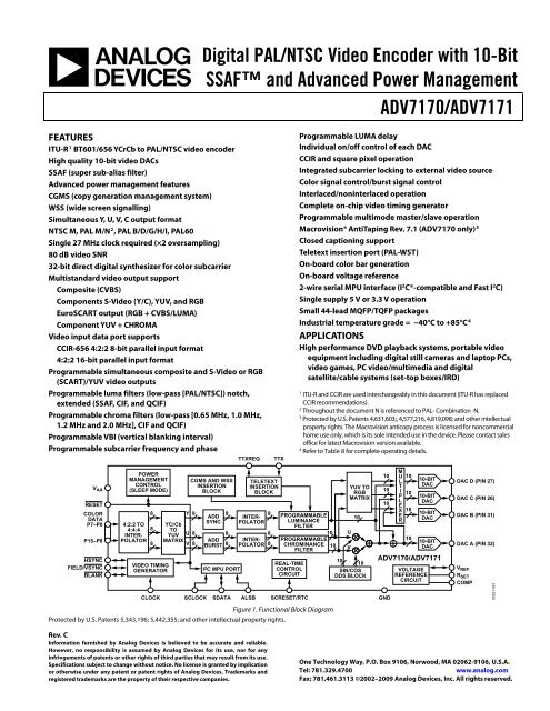 Digital PAL/NTSC Video Encoder with 10-Bit SSAF ... - Analog Devices