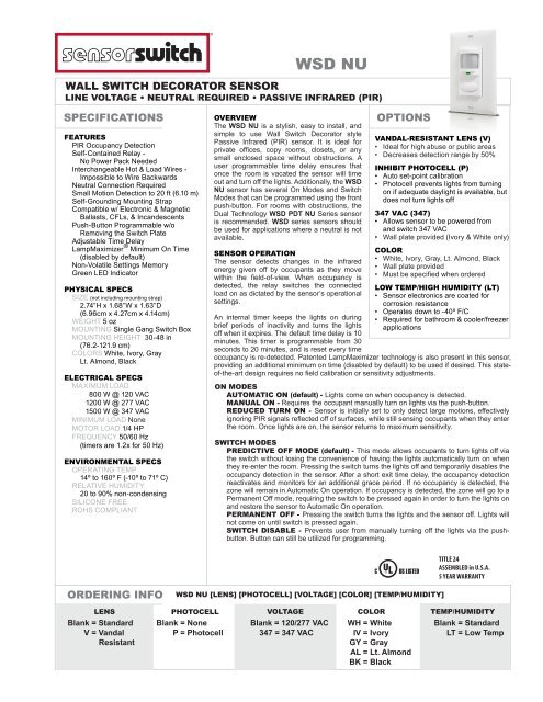 WSD NU - Sensor Switch