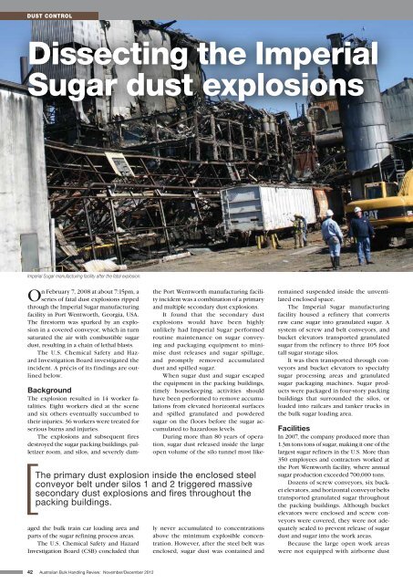 Dissecting the Imperial Sugar dust explosions - Australian Bulk ...