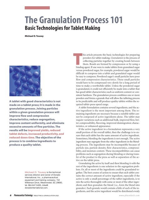 The Granulation Process 101: Basic Technologies for Tablet Making