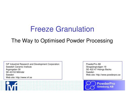 Freeze Granulation – The Way to Optimised Powder Processing