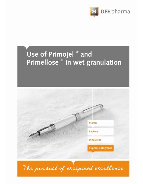 Use of Primojel and Primellose in wet granulation - DFE Pharma