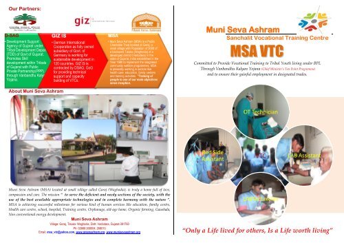 Muni Seva Ashram - Tribal Vocational Training Centres-Gujarat