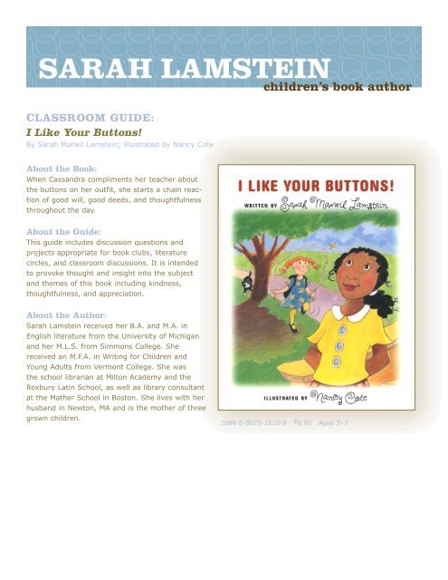 CLASSROOM GUIDE: I Like Your Buttons! - Sarah Lamstein