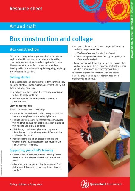 Box construction and collage - The Department of Education ...