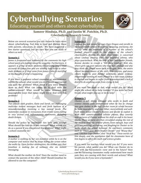 Cyberbullying Scenarios - Cyberbullying Research Center