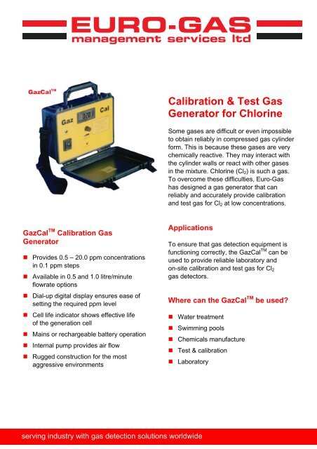 Calibration & Test Gas Generator for Chlorine - Euro-Gas