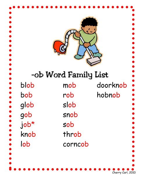Ob Word Family Set Little Book Lane