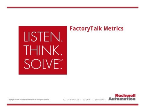 Factorytalk Metrics Reporting - Rockwell Automation