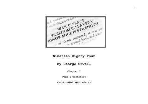 Worksheet for George Orwell's Nineteen Eighty-Four
