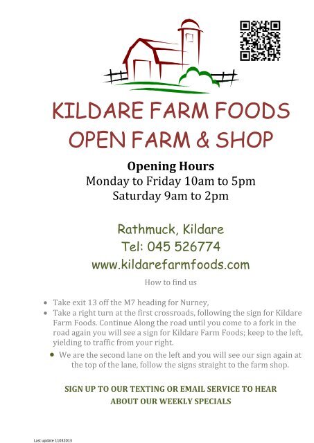 Download Our Shop Price List - Kildare Farm Foods