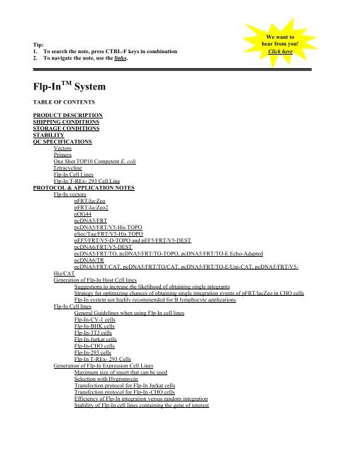 Flp-In T-Rex Mammalian Expression System - Invitrogen