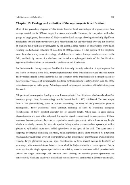 Chapter 15. Ecology and evolution of the myxomycete fructification