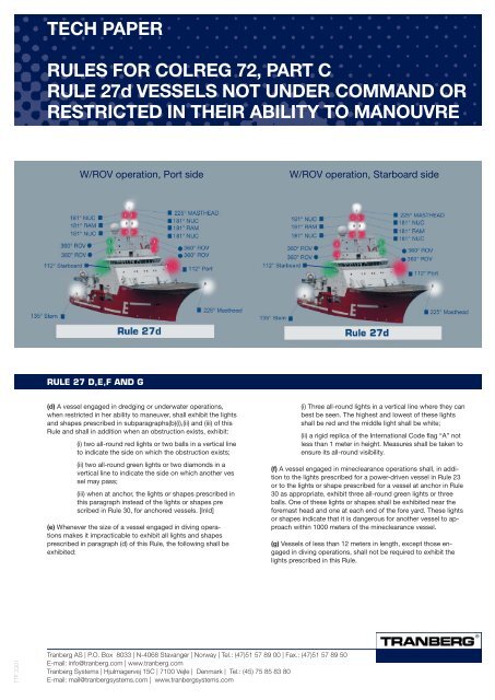 TTP3301_(Rules for Colreg 72, Part C - Rule 27 Vessels ... - Tranberg