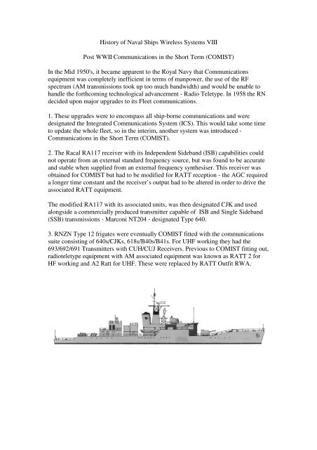 History of Naval Ships Wireless Systems VIII - RNZN ...