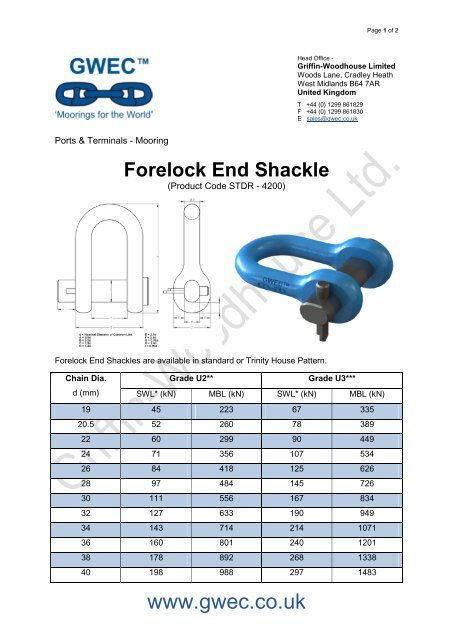 Forelock End Shackle - Griffin-Woodhouse