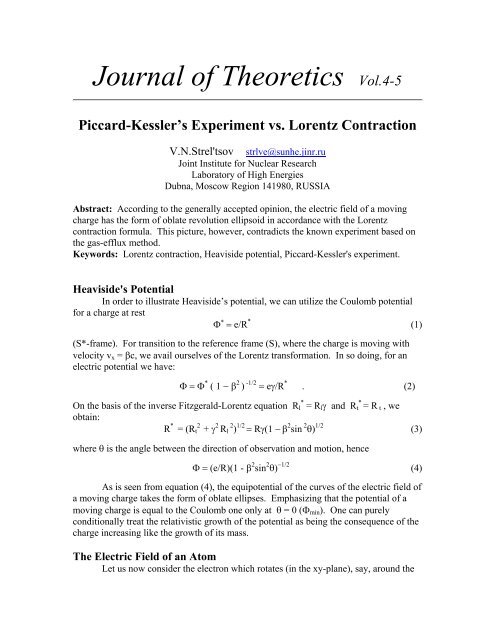 PICCARD-KESSLER'S EXPERIMENT - Journal of Theoretics