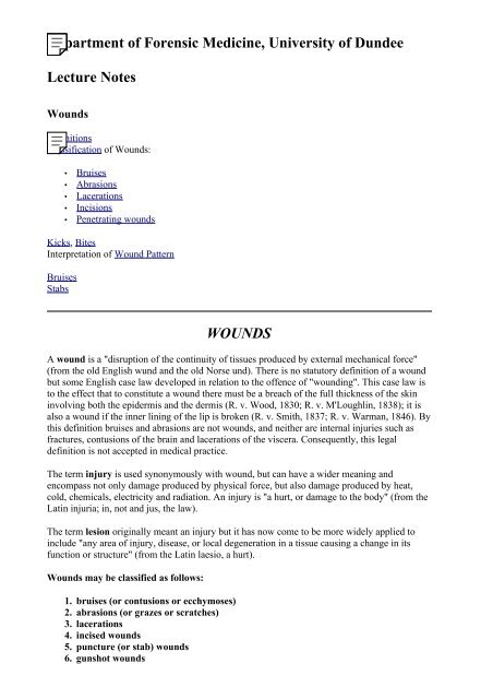 Forensic Factors Of Knife Wounds
