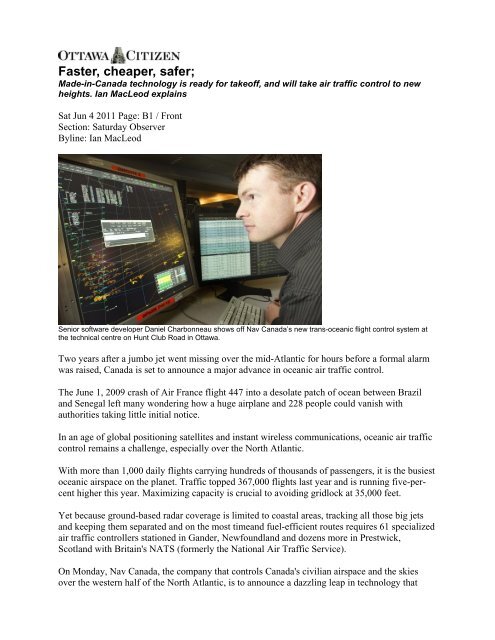 Faster, cheaper, safer; - Nav Canada