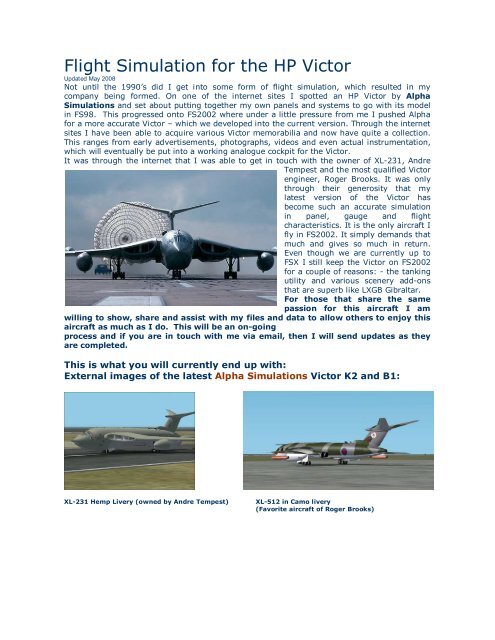 Flight Simulation for the HP Victor - Ultimate Victor