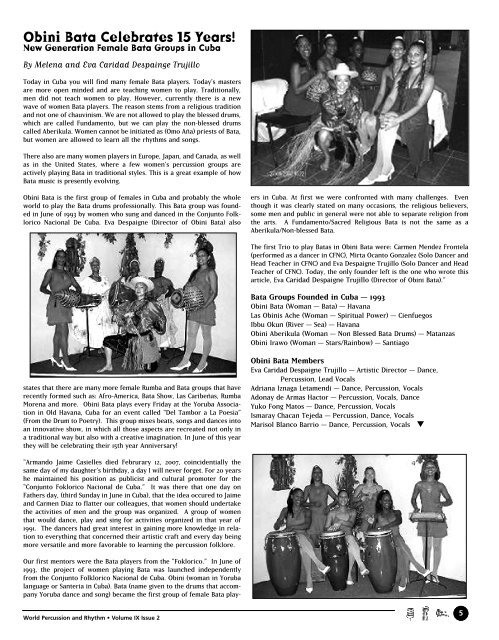 Obini Bata Celebrates 15 Years! - Melena