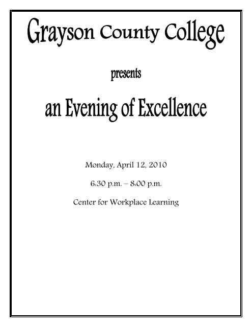 Monday, April 12, 2010 6:30 pm - Grayson County College