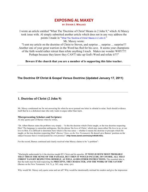 EXPOSING AL MAXEY - Sunnyside Church of Christ