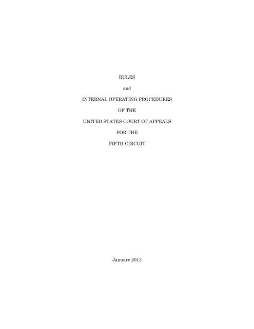 5th Cir. R. - U.S. Court of Appeals for the Fifth Circuit
