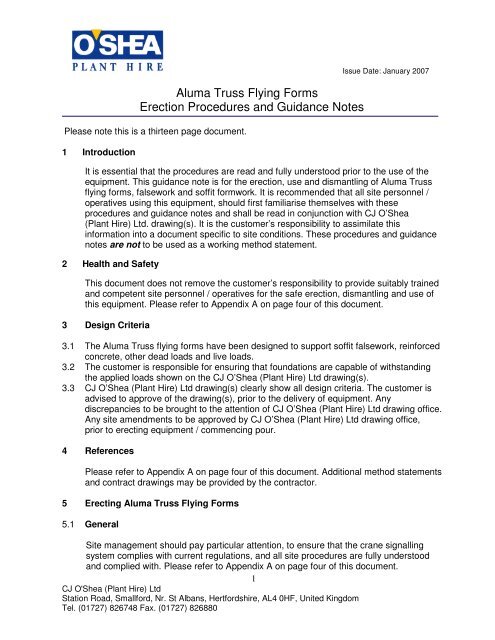 Aluma Truss Flying Forms - CJ O'Shea (Plant Hire)