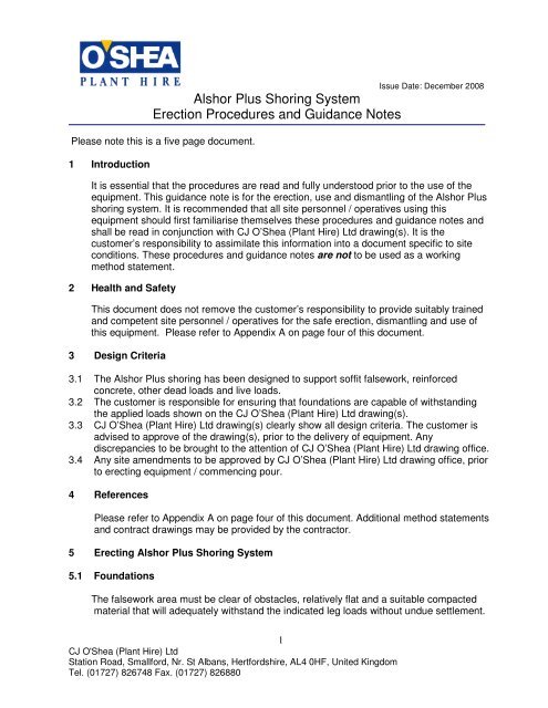 Alshor Plus Shoring - CJ O'Shea (Plant Hire)