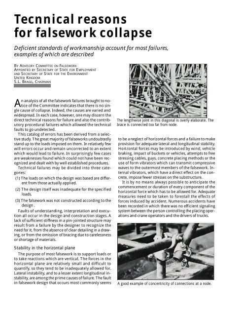 Tecnnical reasons for falsework collapse - Concrete Construction