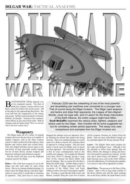 DILGAR WAR: TACTICAL ANAL