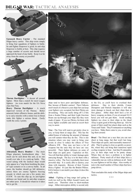 DILGAR WAR: TACTICAL ANAL