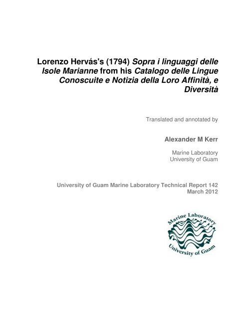 Language of the Mariana Islands - University of Guam Marine ...