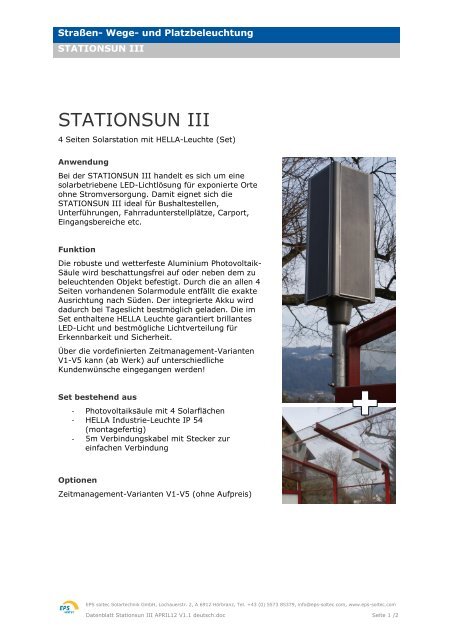 Datenblatt Stationsun III APRIL12 V1.1 deutsch - EPS soltec