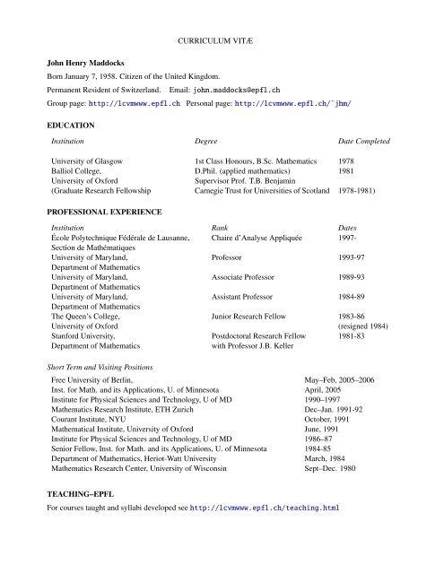 CV - Laboratory for Computation and Visualization in Mathematics ...