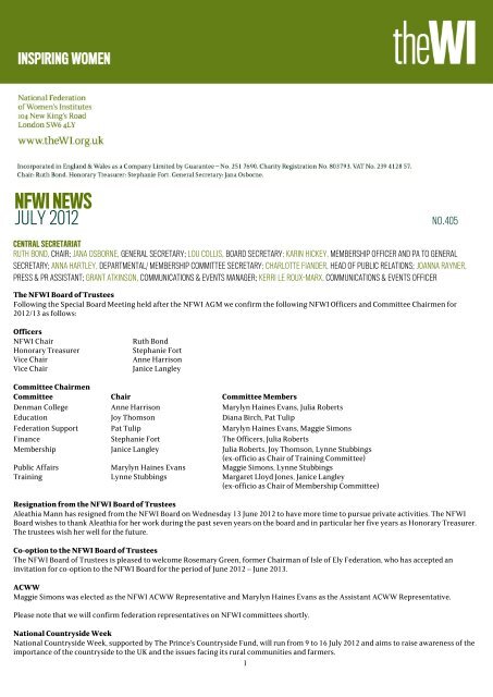 NFWI NEWS - National Federation of Women's Institutes