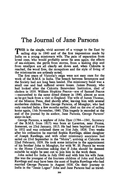 The Journal of Jane Parsons - BiblicalStudies.org.uk