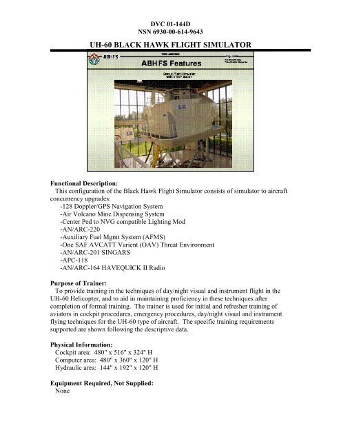 UH-60 BLACK HAWK FLIGHT SIMULATOR