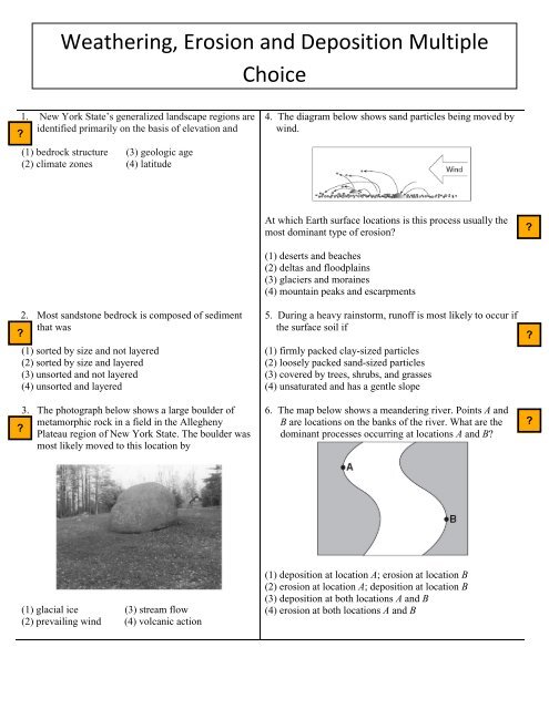 Weathering Erosion and Deposition Multiple Choice.pdf