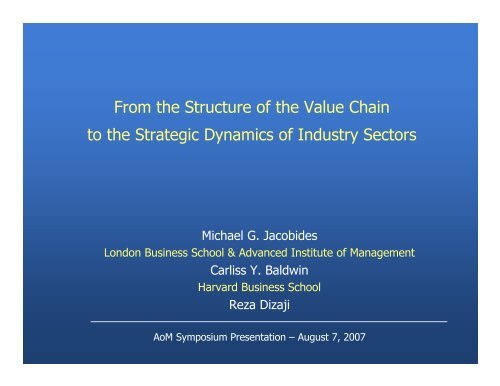 From the Structure of the Value Chain to the Strategic Dynamics of ...