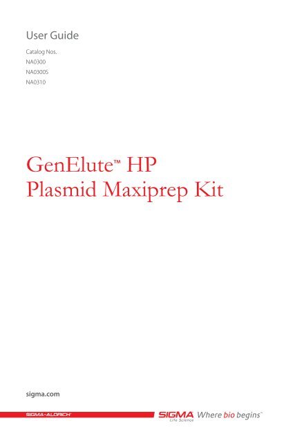 GenElute™ HP Plasmid Maxiprep Kit - Sigma-Aldrich