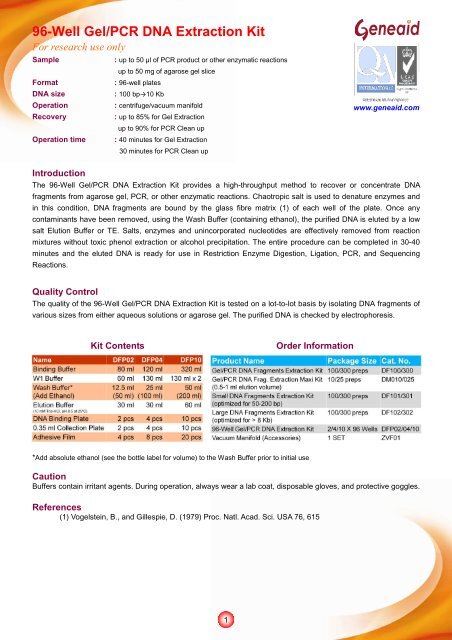 DFP02 96-Well Gel PCR DNA Extraction Kit Protocol - Geneaid