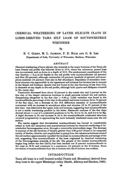 chemical weathering of layer silicate clays in loess - Clay Minerals ...