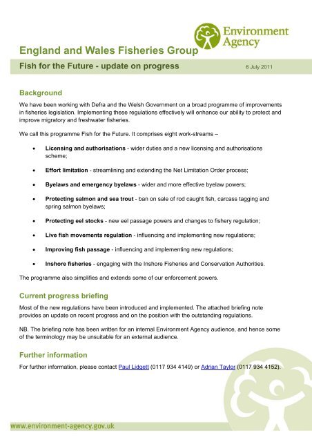 6. Fish for the Future update (PDF, 609KB - Environment Agency