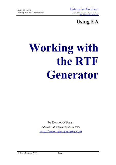 Working with the RTF Generator (PDF) - Enterprise Architect