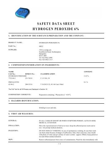 3% Hydrogen Peroxide MSDS NUMBER - Grice Marine Laboratory